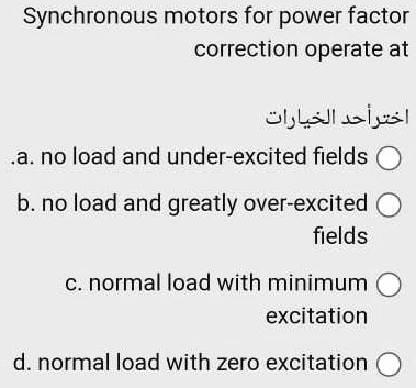 synchronous motors for power factor correction operate at ano load and ...