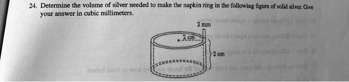 SOLVED: Determine the volume of silver needed to make the napkin ring ...