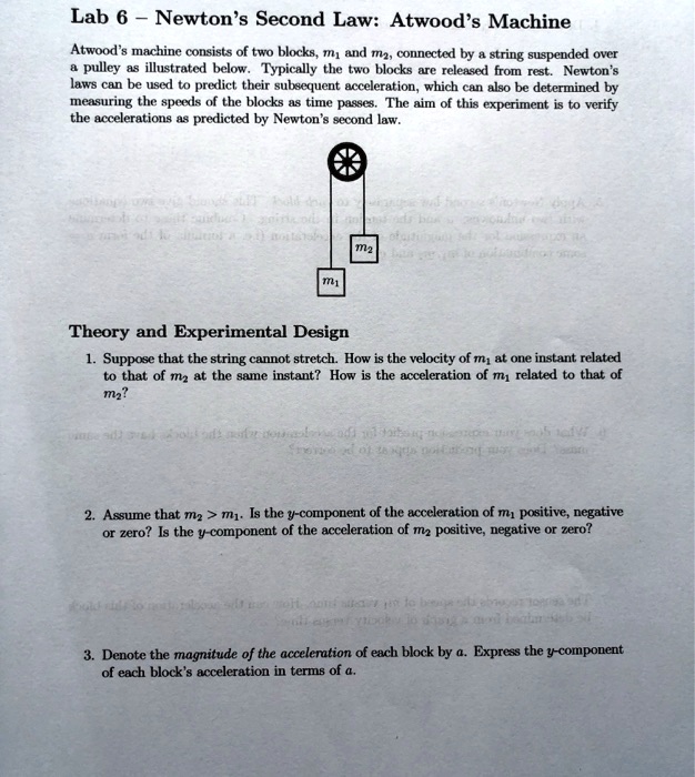 lab 6 newtons second law atwoods machine atwood machine consists of two ...