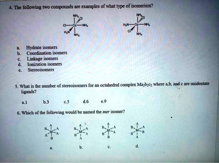 Solved The Following Two Compounds Are Examples Of What Type Of