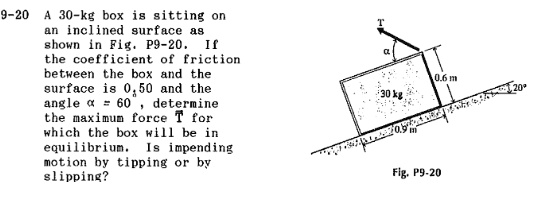SOLVED: A 30-kg box is sitting on an inclined surface, as shown in Fig ...