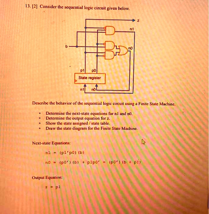 Draw The State Diagram For The Finite State Machine 13 2 Consider The Sequential Logic Circuit