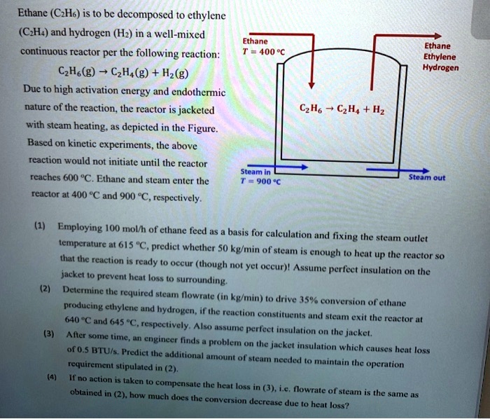 SOLVED: please answer number 2 Ethane(CHeis to be decomposed to ethylene CHand hydrogen H in a ...