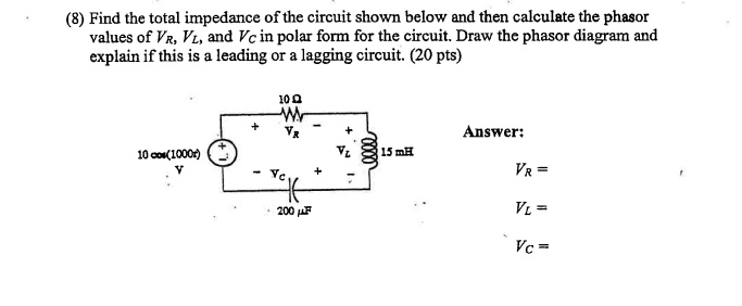 SOLVED: Show all details please (8 Find the total impedance of the circuit shown below and then ...