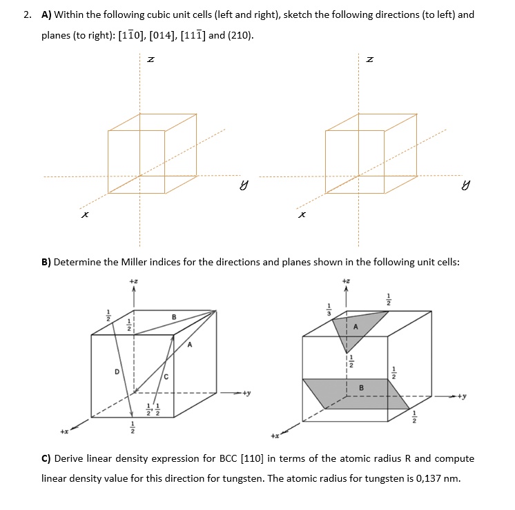 SOLVED: A) Within the following cubic unit cells (left and right ...