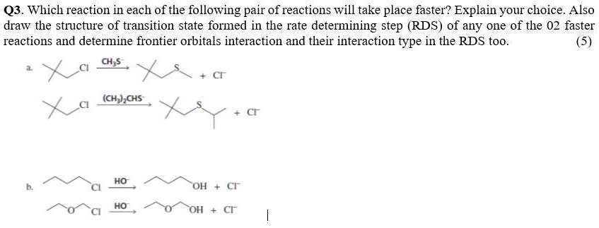 q3 which reaction in each of the following pair of reactions will take ...
