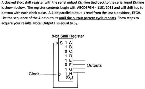 A clocked 8-bit shift register with the serial output (So) line tied ...