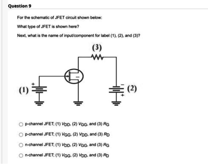 SOLVED: For the schematic of JFET circuit shown below: What type of ...