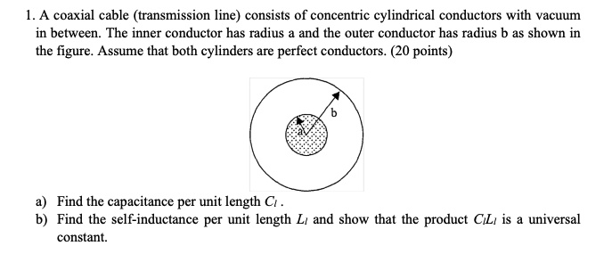 SOLVED: 1.A coaxial cable (transmission line) consists of concentric ...