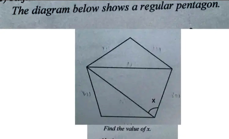SOLVED: The diagram below shows a regular pentagon Find the value of x