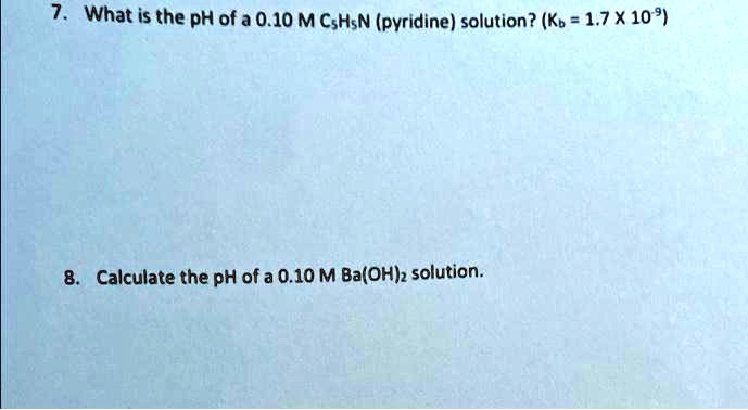 SOLVED: Calculate the pH of a 0.10 M Ba(OH)2 solution.