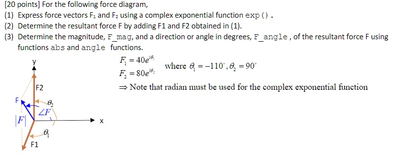 SOLVED: [20 points] For the following force diagram, express force vectors and Fz using the ...