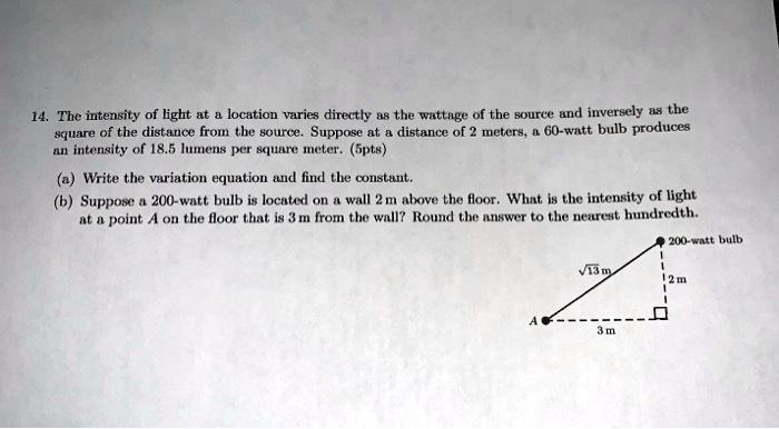 SOLVED: The intensity of light at location varies dirertly a the ...