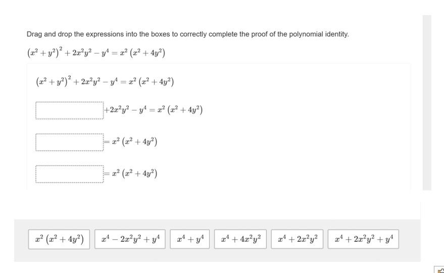 Drag and drop the expressions into the boxes to correctly...