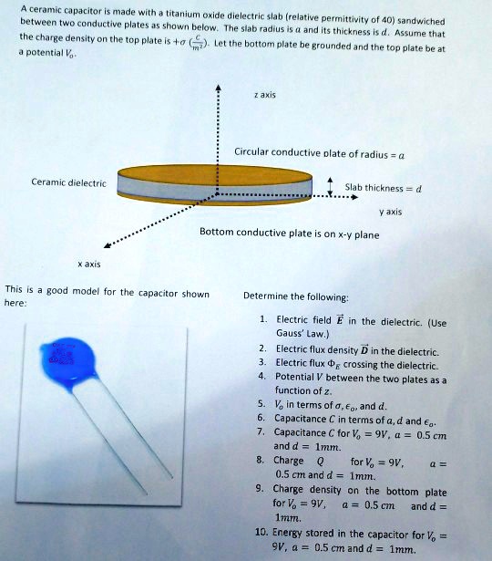SOLVED: A ceramic capacitor is made with a titanium oxide dielectric ...