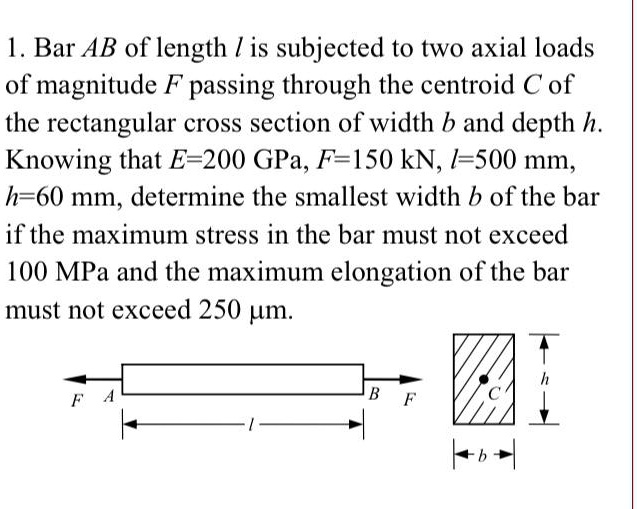 1. Bar AB of length l is subjected to two axial loads of magnitude F ...