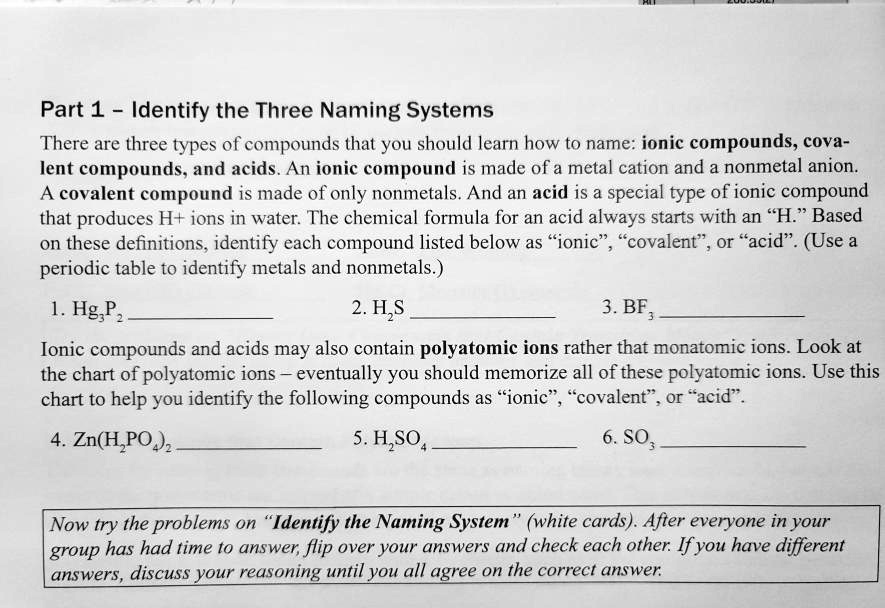 SOLVED: Part 1 Identify the Three Naming Systems There are three types ...