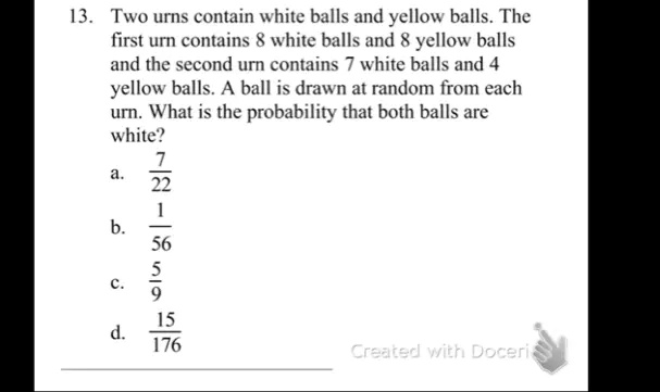 SOLVED: 13 Two urns contain white balls and yellow balls. The first urn ... SOLVED: 13 Two urns contain white balls and yellow balls. The first urn ...