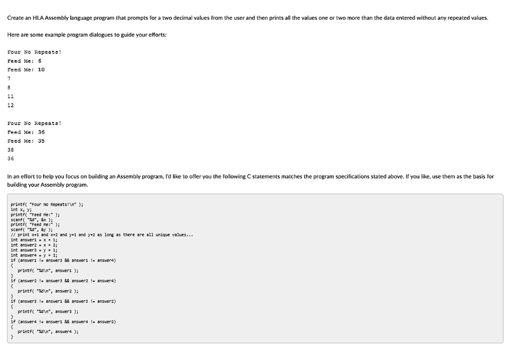 Solved Text Create An Hla Assembly Language Program That Prompts For Two Decimal Values From 5868