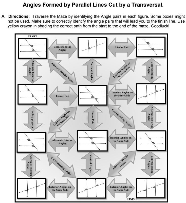 Angles Formed by Parallel Lines Cut by a Transversal. A. Directions ...