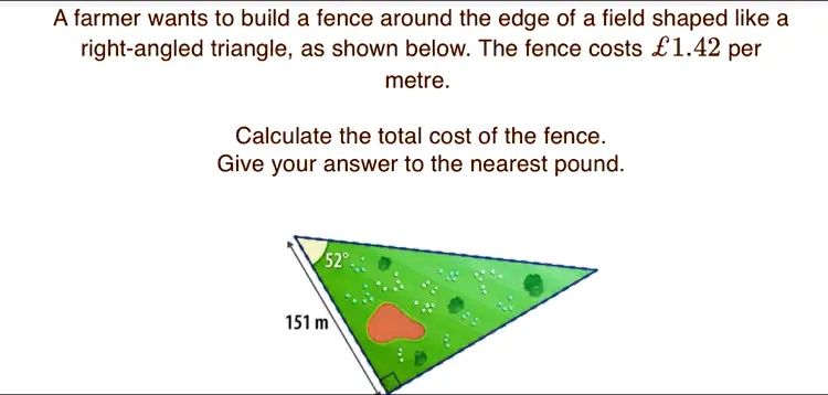 A farmer wants to build a fence around the edge of a field shaped like ...