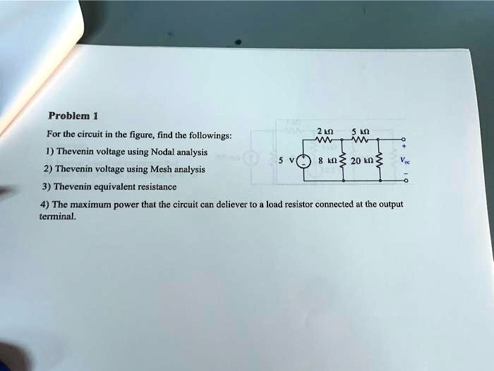 SOLVED: For the circuit in the figure, find the following: 1) Thevenin voltage using Nodal ...