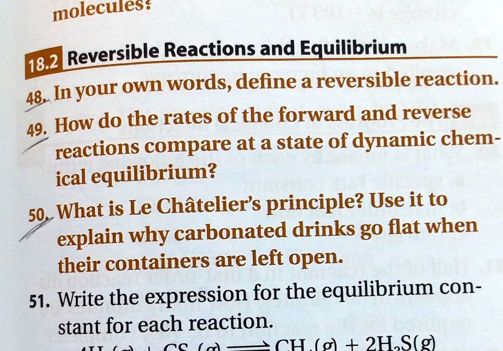SOLVED: 'number 50 please :) moleculess Reversible Reactions and ...