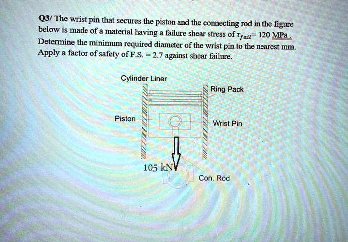 SOLVED: Q3/ The wrist pin that secures the piston and the connecting ...