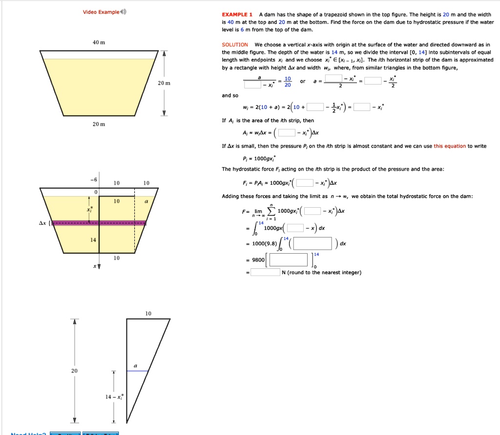 SOLVED:video Example EXAMPLE dam has the shape of trapezoid shown the ...