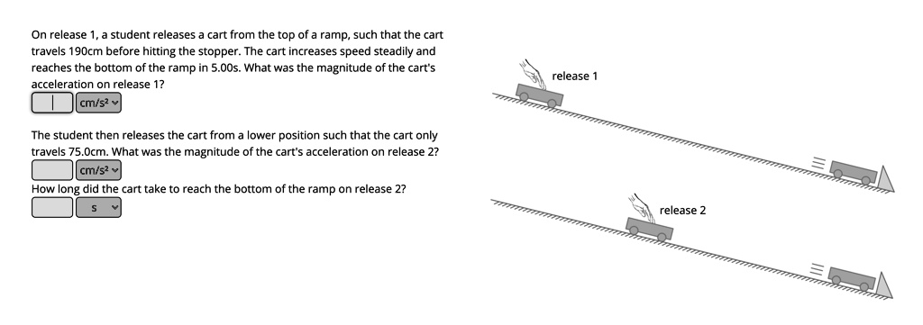 SOLVED: On release student releases cart from the top of a ramp; such ...