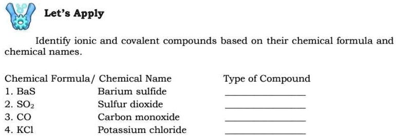 Let's Apply Identify ionic and covalent compounds based on their ...
