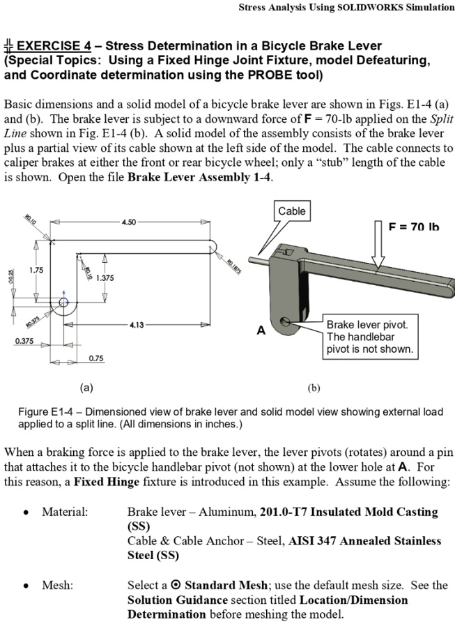 Stress Analysis Using SOLIDWORKS Simulation # EXERCISE 4 - Stress Determination in a Bicycle ...