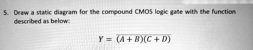 SOLVED: Draw a static diagram for the compound CMOS logic gate with the function described as ...