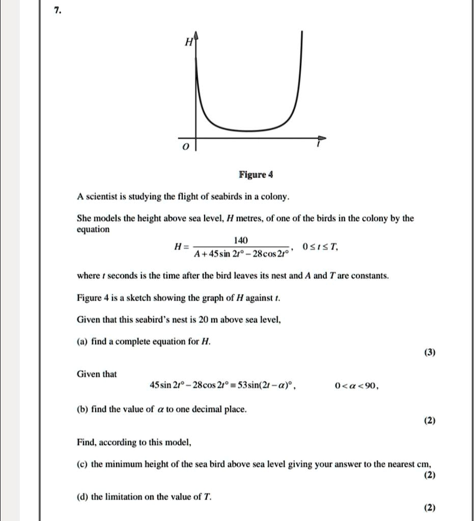 7. H 0 Figure 4 A scientist is studying the flight of seabirds in a ...
