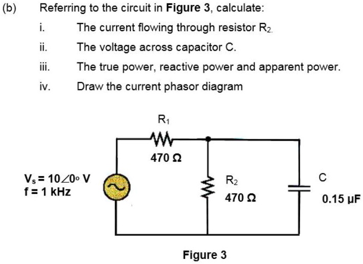 SOLVED: Referring to the circuit in Figure 3, calculate: i. The current flowing through resistor ...