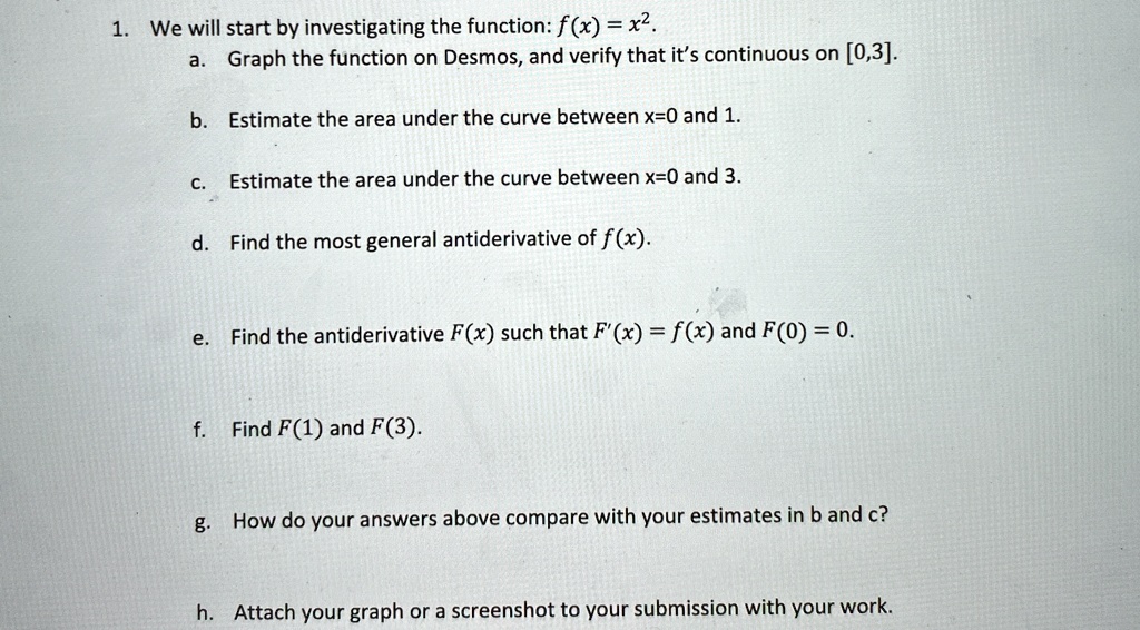 1 We Will Start By Investigating The Function Fx X2 A Graph The 4801