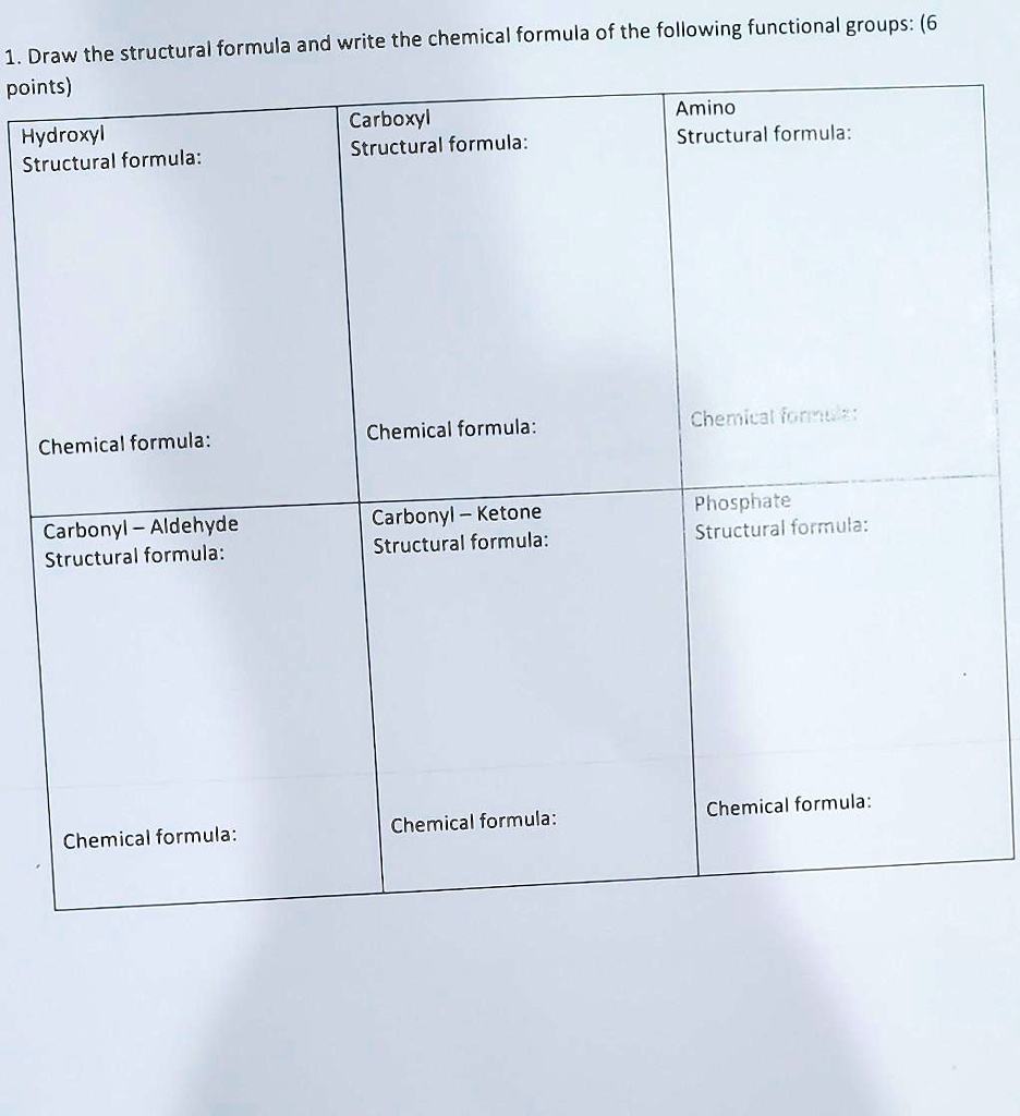 SOLVED: 1. Draw the structural formula and write the chemical formula ...