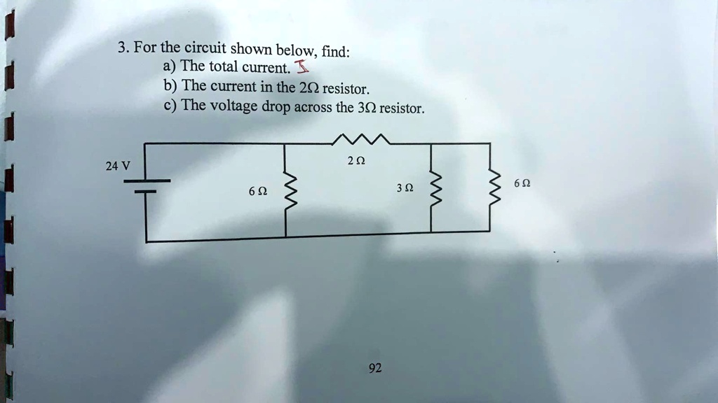 SOLVED: For the circuit shown below, find: a) The total current. b) The current in the 20-ohm ...
