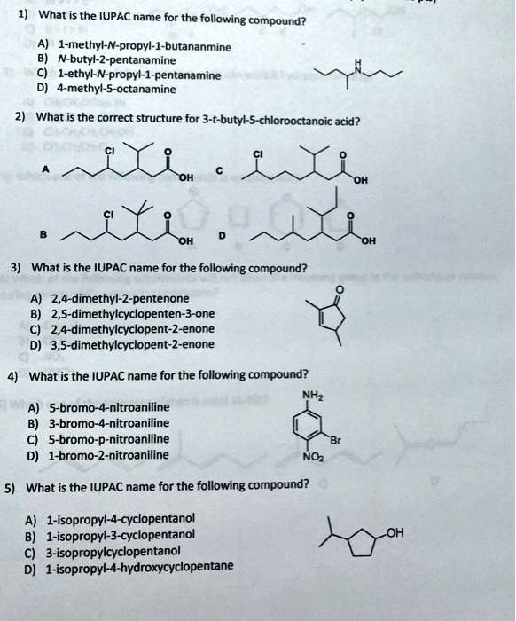 SOLVED:What is the IUPAC name for the following compound? 1-methyl-N-propyl-1-butananmine N ...