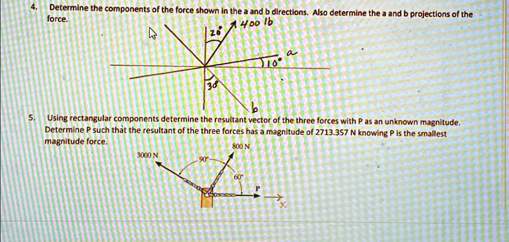 determine the components of the force shown in the a and b directions also determine the a and b ...