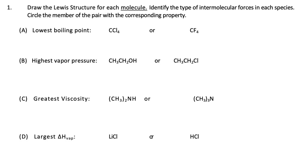 Draw the Lewis Structure for each molecule. Identify the type of ...