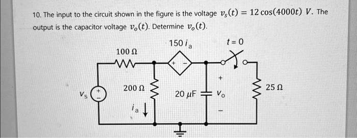 10. The input to the circuit shown in the figure is the voltage vs(t) = 12 cos(4000t) V. The ...