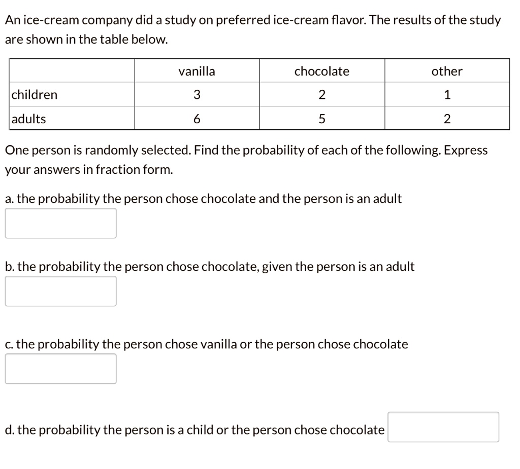 An ice-cream company did a study on preferred ice-cream flavor: The ...