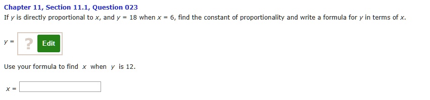 chapter 11 section 111 question 023 if y is directly proportional to ...