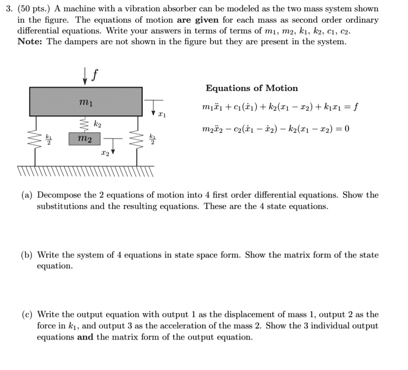 SOLVED: A machine with a vibration absorber can be modeled as the two ...