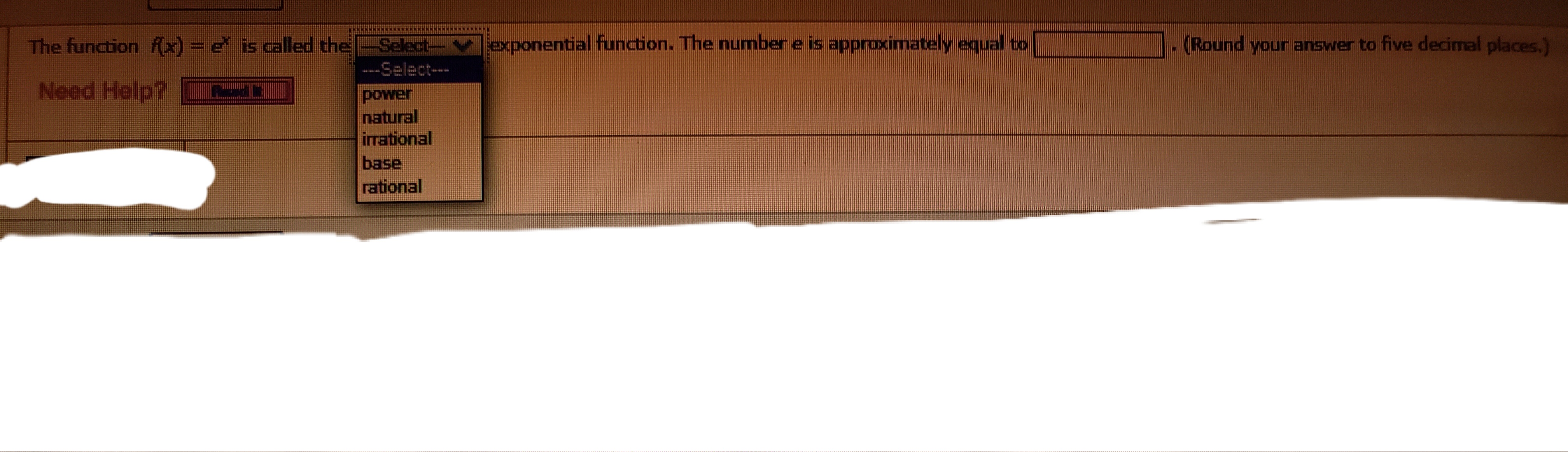 SOLVED: The function f(x)=e^x is called the - Select- x exponential ...