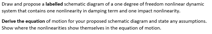 SOLVED: Draw and propose a labelled schematic diagram of a one degree of freedom nonlinear ...