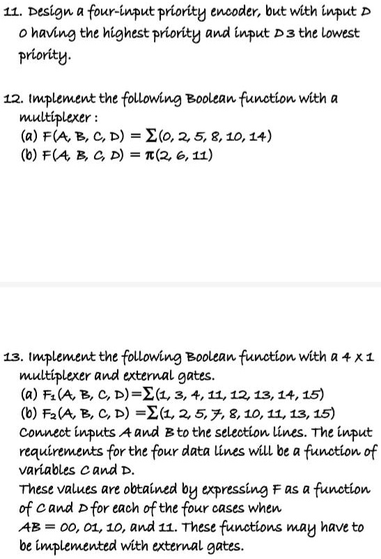 Solved Ii Design A Four Input Priority Encoder But With Input D0 Having The Highest Priority
