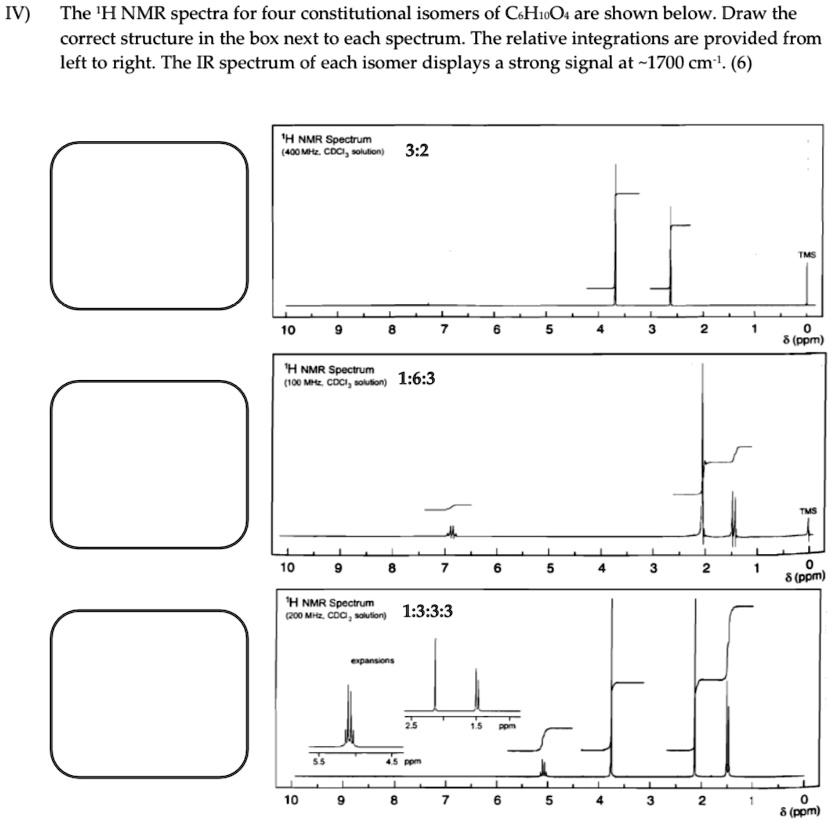 SOLVED: IV) The 'H NMR spectra for four constitutional isomers of CH3O ...