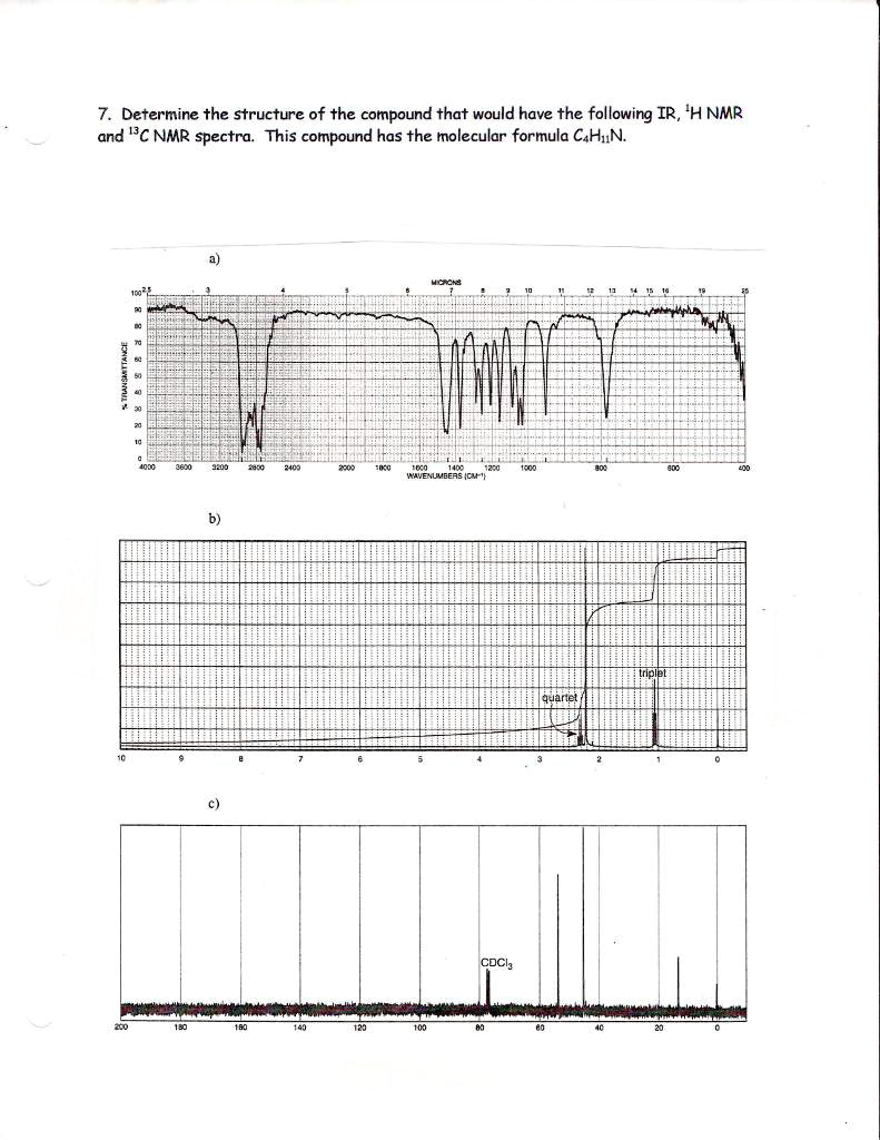 determine the structure of the compound that would have the following ir h nmr and c nmr spectra ...